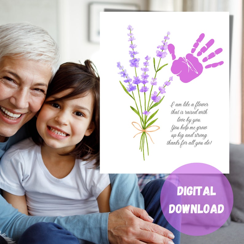 Flower Handprint Craft Art, Poem, Floral Bouquet Printable, Mothers Day ...