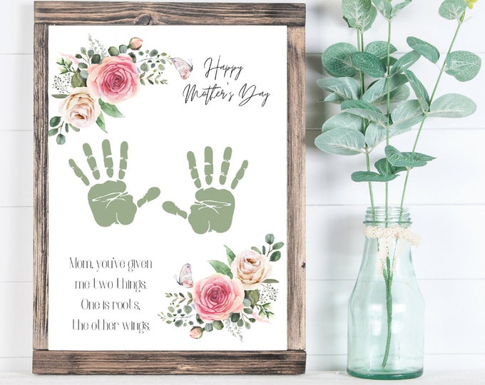 Gift for Mom, Mom Gift Flower Handprint, Mother's Day Craft, Handprint ...