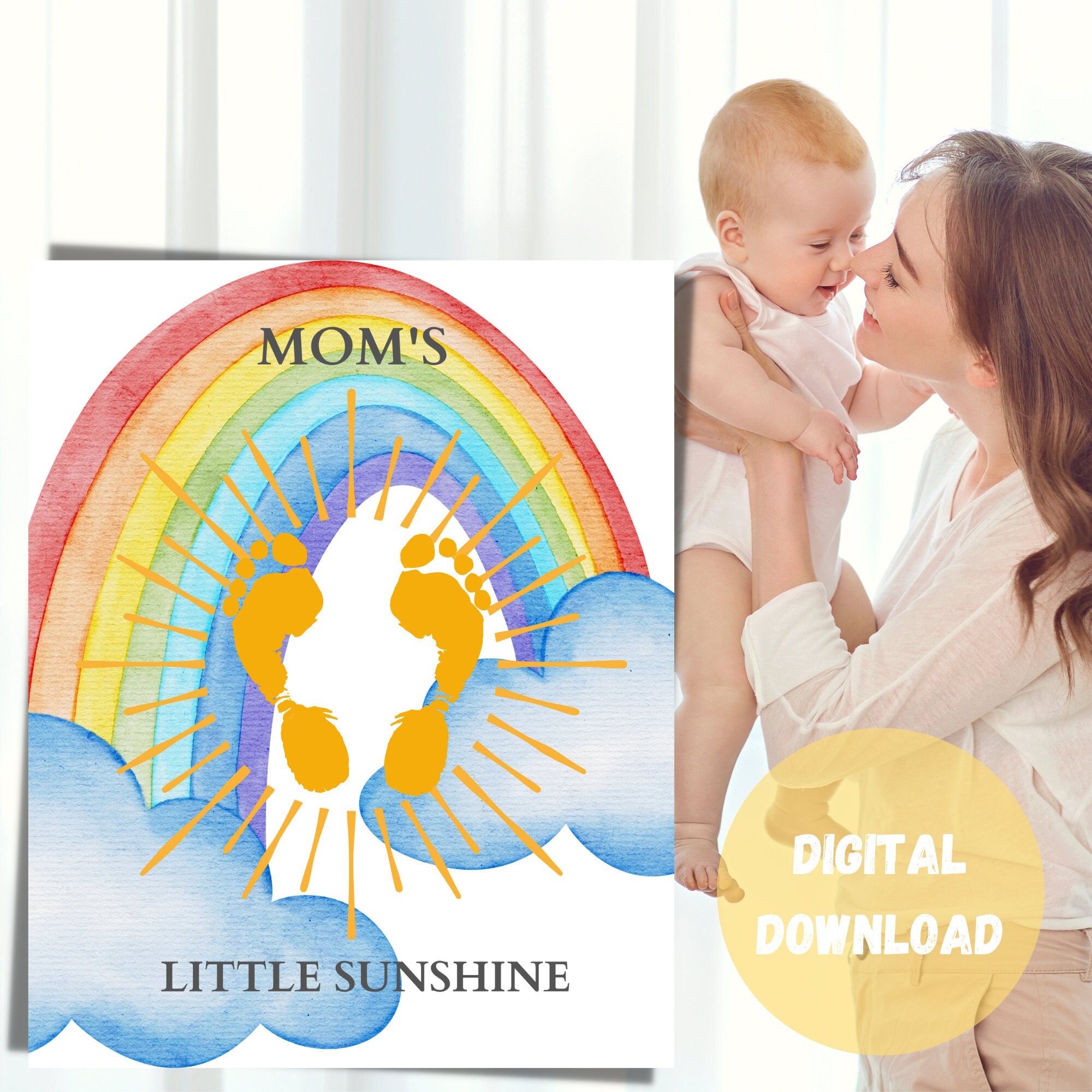 Mom's Little Sunshine Handprint, Rainbow Handprint, Mother's Day ...