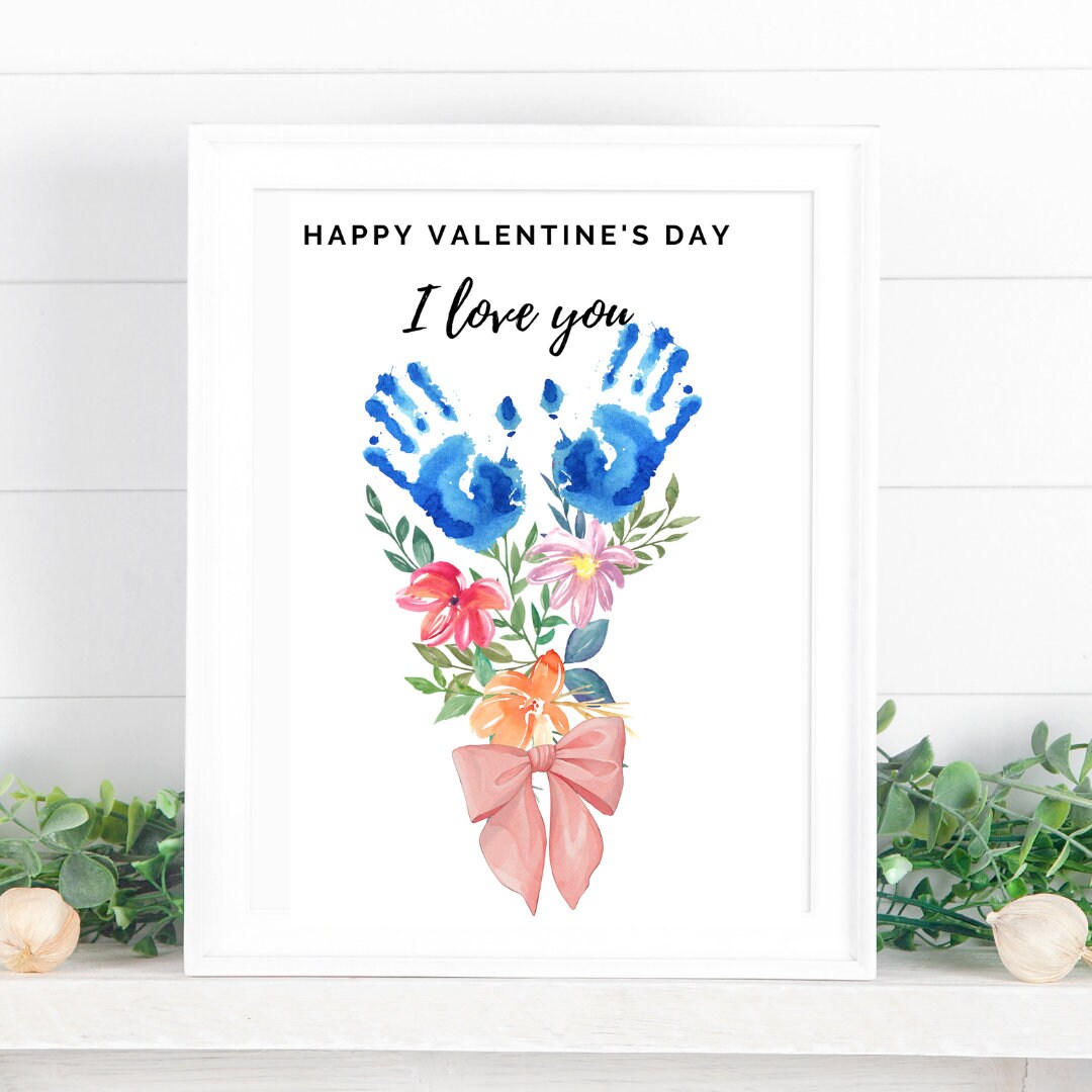 Valentine's Day Craft DIY, Flower Handprint Craft, Love, Toddler ...