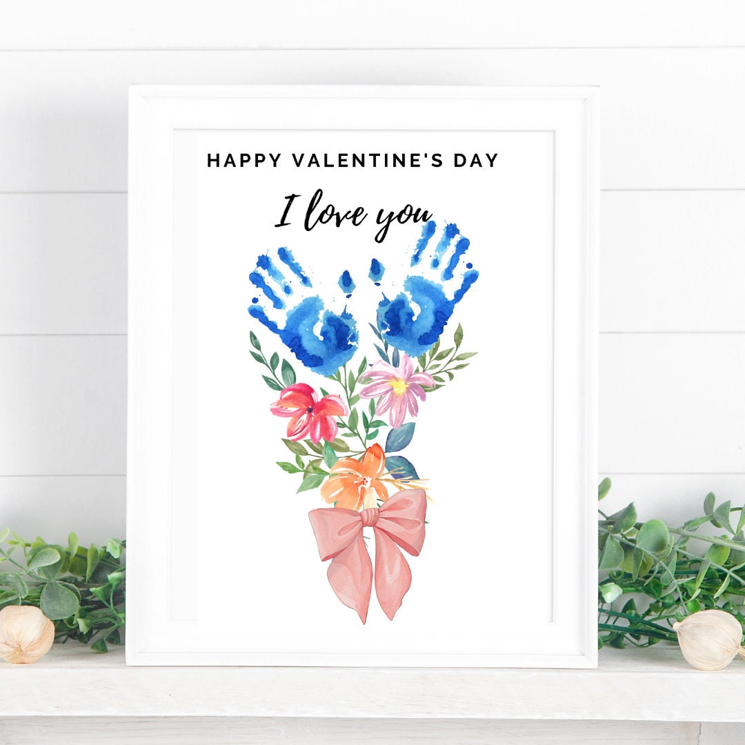 Valentine's Day Craft DIY Flower Handprint Craft Love - Etsy