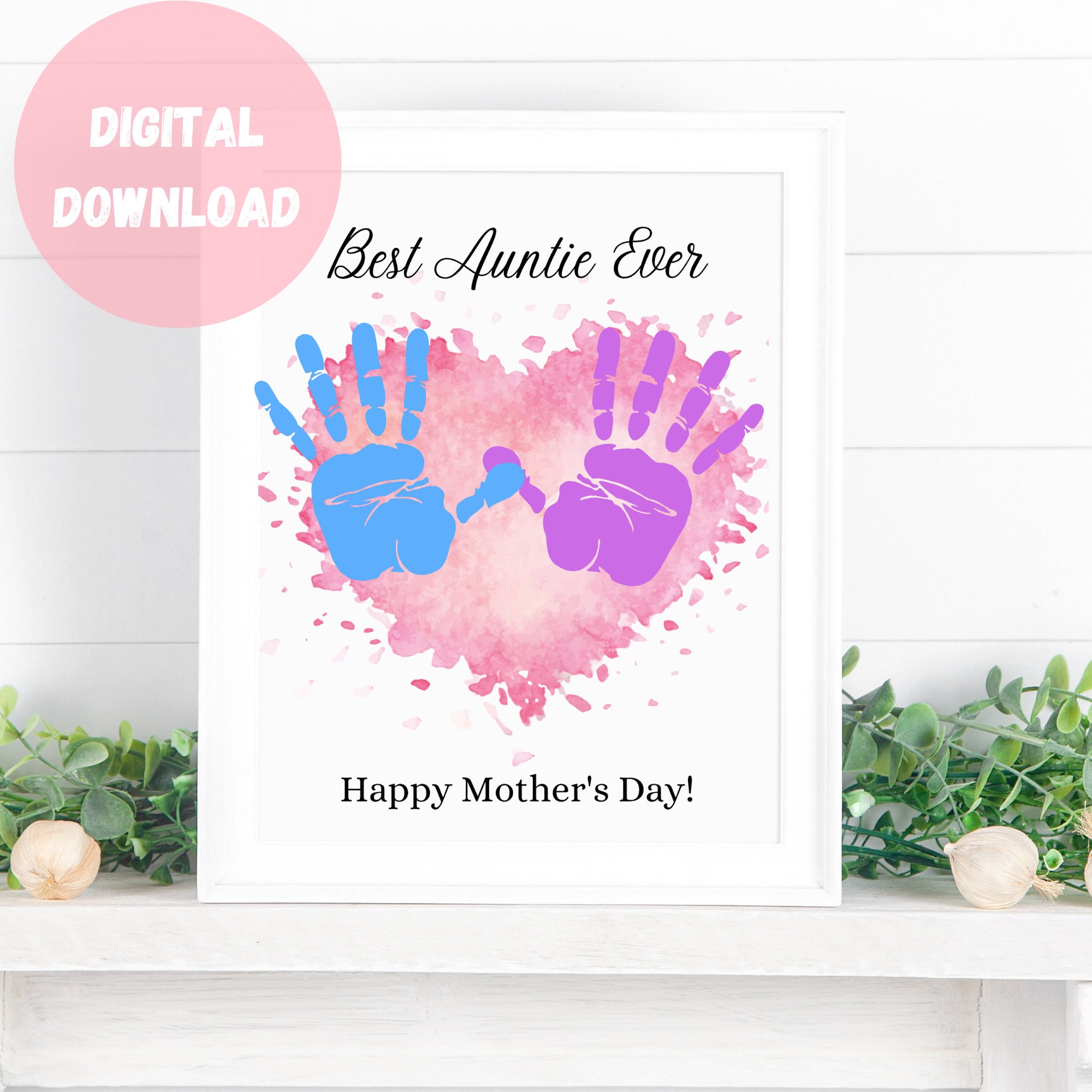 Handprint Art for Aunt, Gift for Aunt From Child, Gift From Niece ...