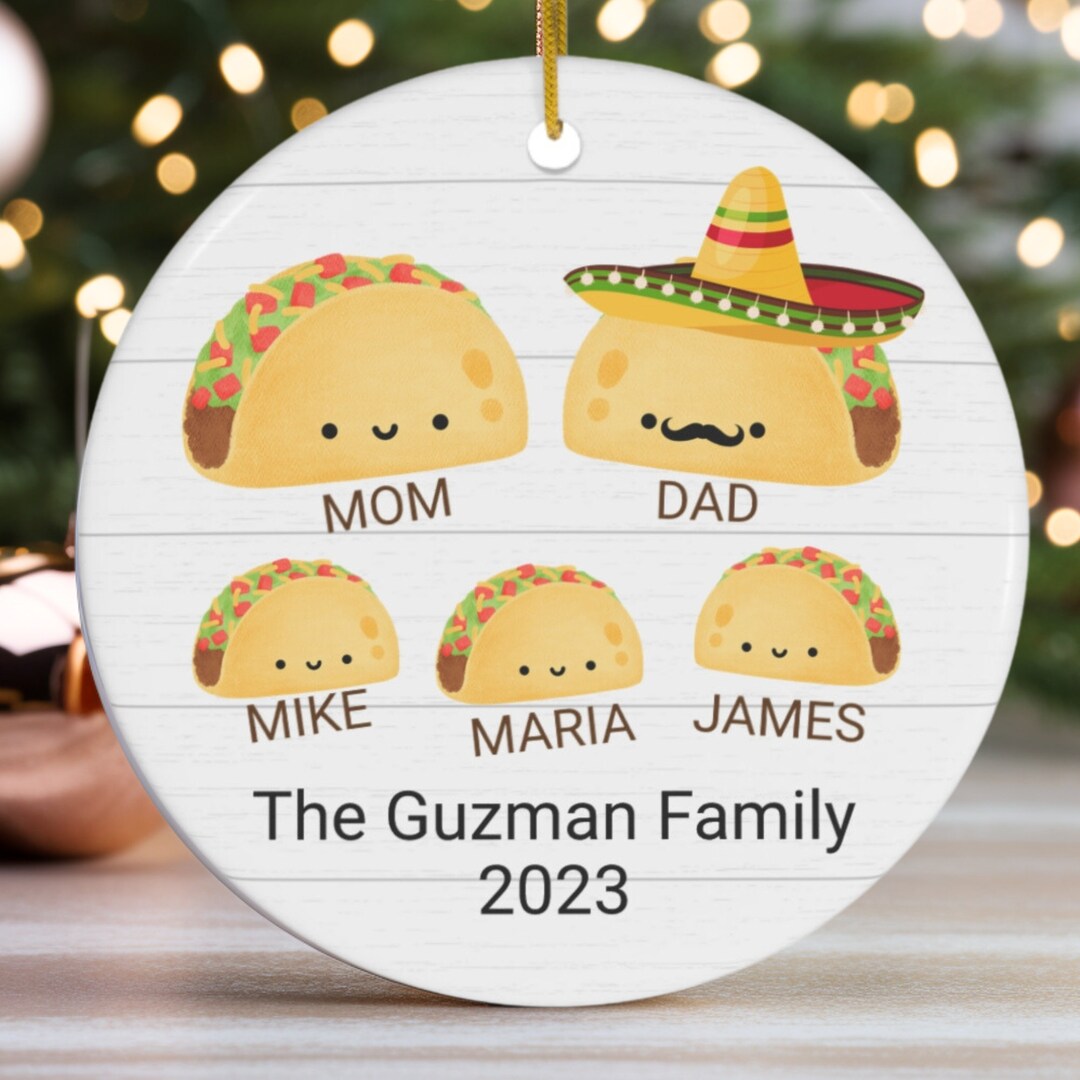 Personalized Taco Christmas Tree Ornament, Custom Taco Family Ornament ...