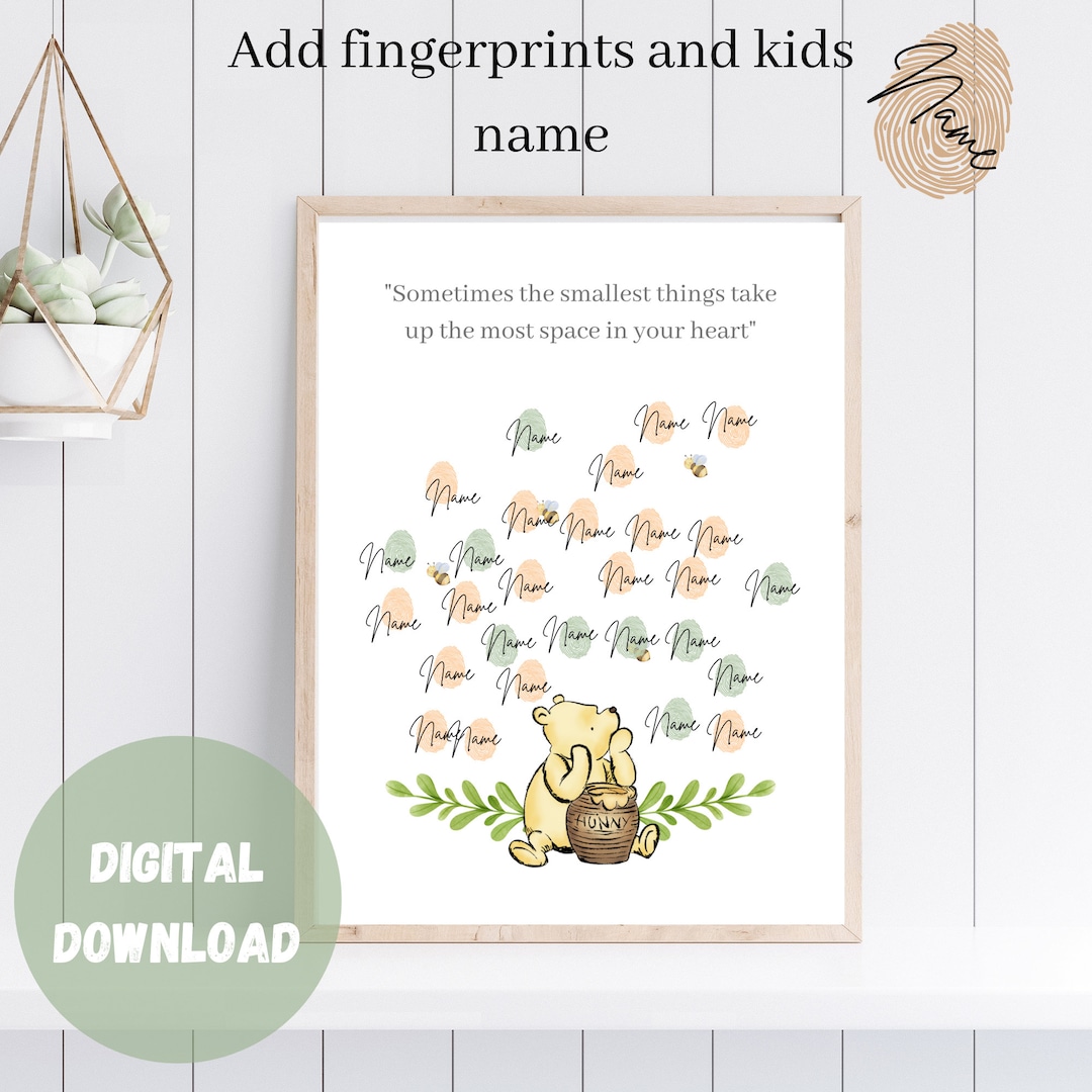 Winnie the Pooh Fingerprint Art, Teacher Thank You Gift, Teacher ...
