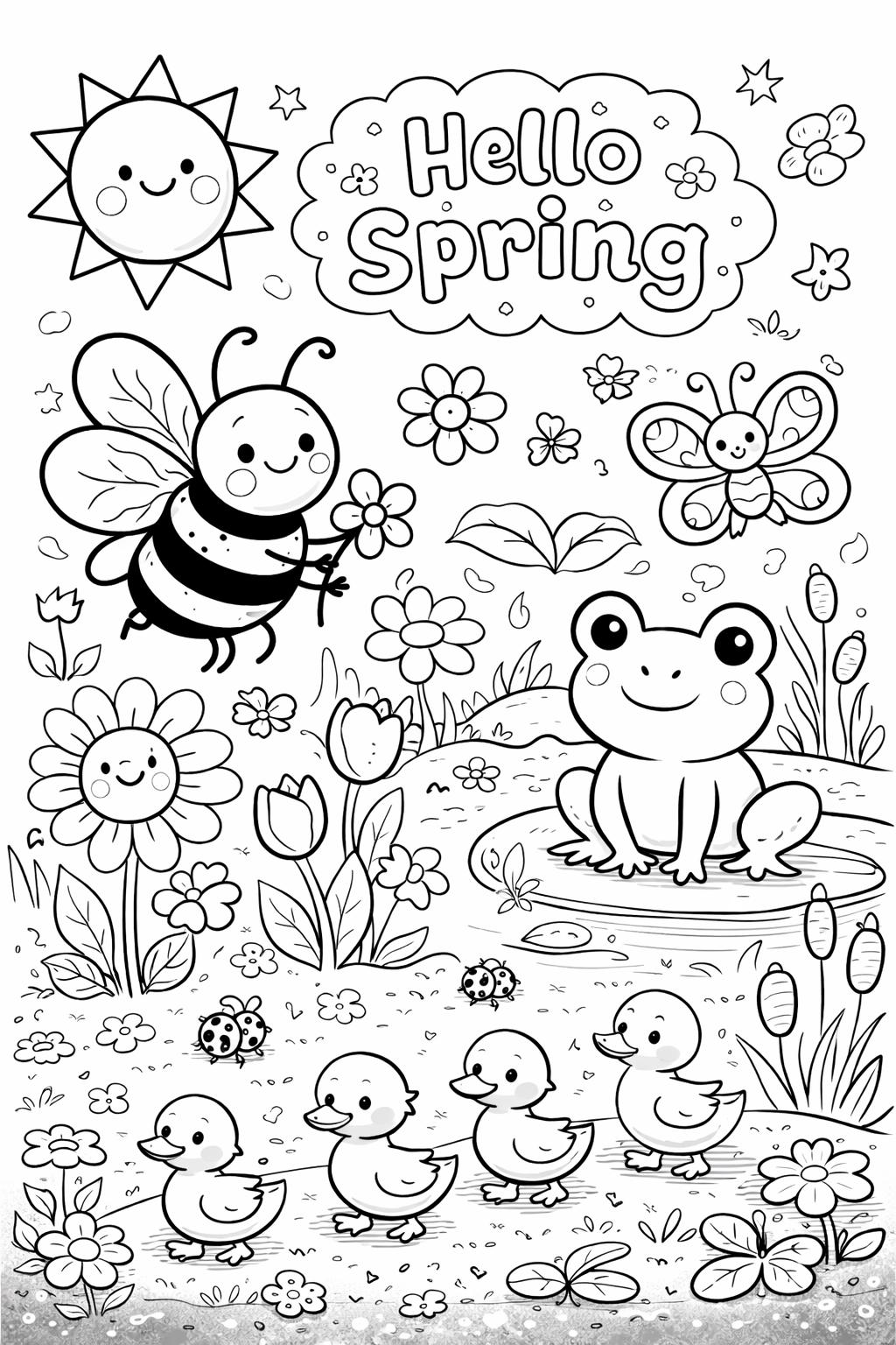 Spring Garden Coloring Page – Kids' Activity, Printable PDF - Etsy UK