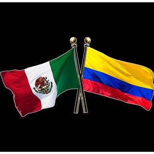 Mexican and Colombian Crossed Flags - Colombia and Mexico Crossed Flags ...