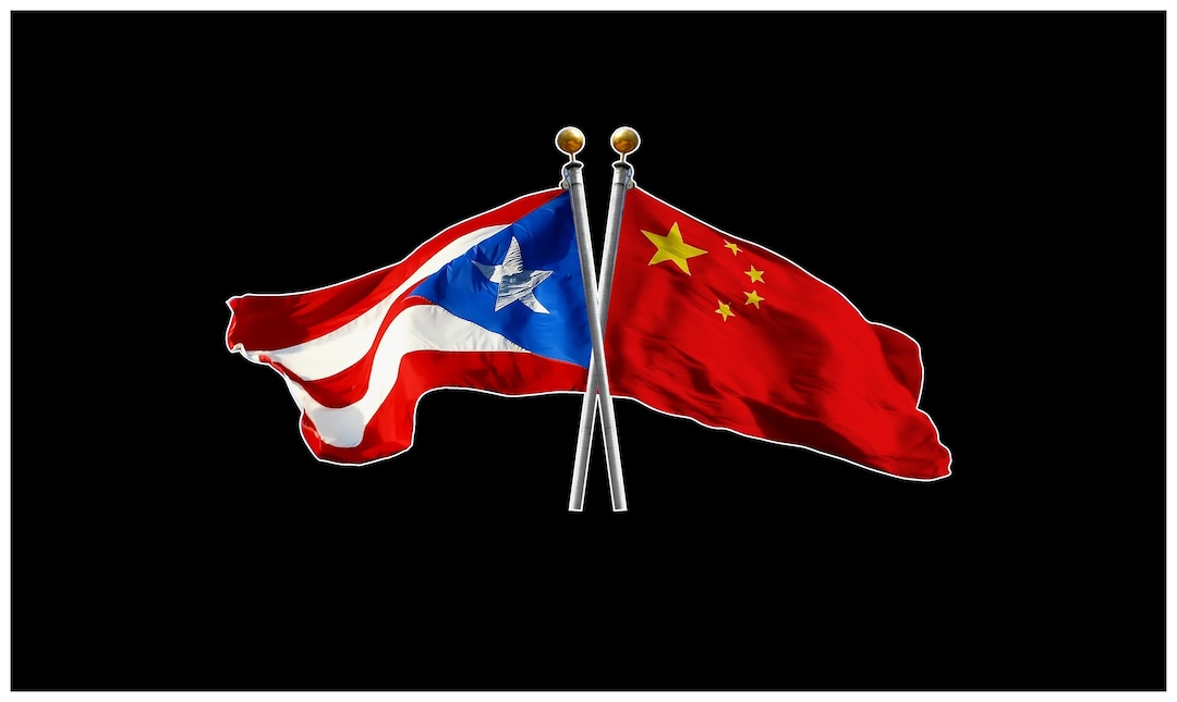 Puerto Rico and Chinese Crossed Flags Decal Sticker - China and Puerto ...
