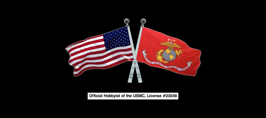 United States and Marine Corps. Crossed Flag Decal Sticker - Official ...