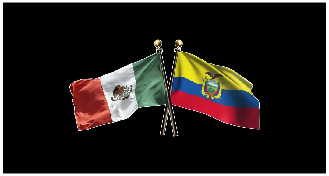 Mexico and Ecuador Crossed Flags - Mexican and Ecuadorian Crossed Flag ...