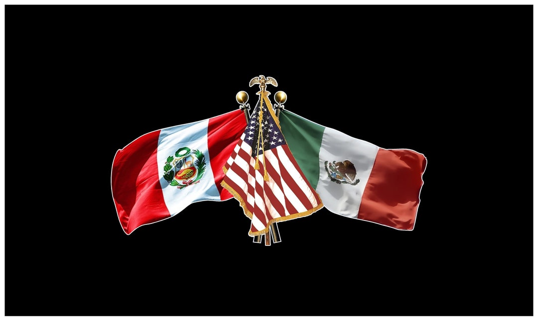 Peru US / USA and Mexico Crossed Flags Sticker Decal - Peruvian, United ...