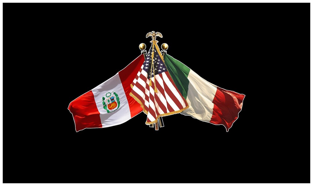 Peru, US and Italy 3 Crossed Flags Decal Sticker - Peruvian, United ...