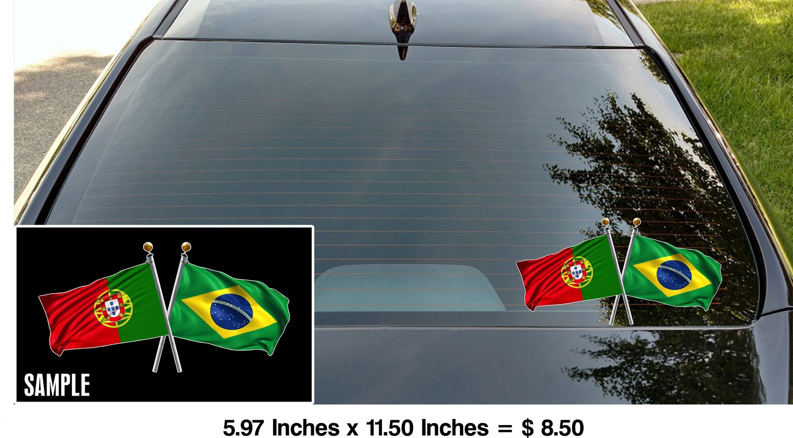 Portugal and Brazil Crossed Flags Portugal and Brazilian Flags Sticker ...