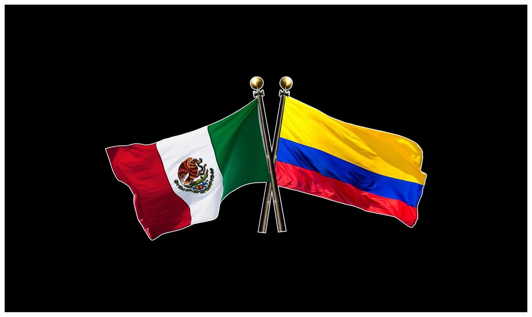 Mexican and Colombian Crossed Flags - Colombia and Mexico Crossed Flags ...