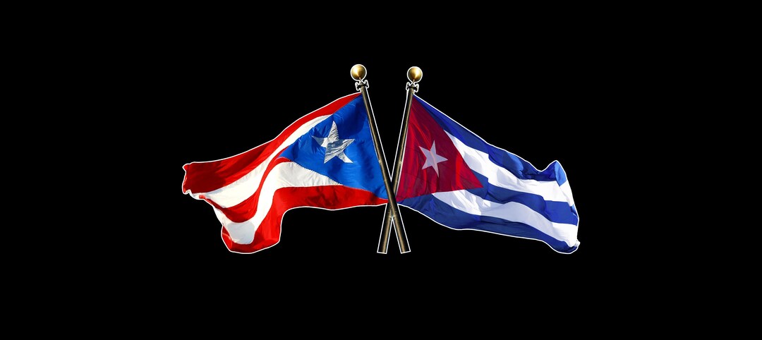 Cuba and Puerto Rico Crossed Flags - Puerto Rican and Cuban Crossed ...