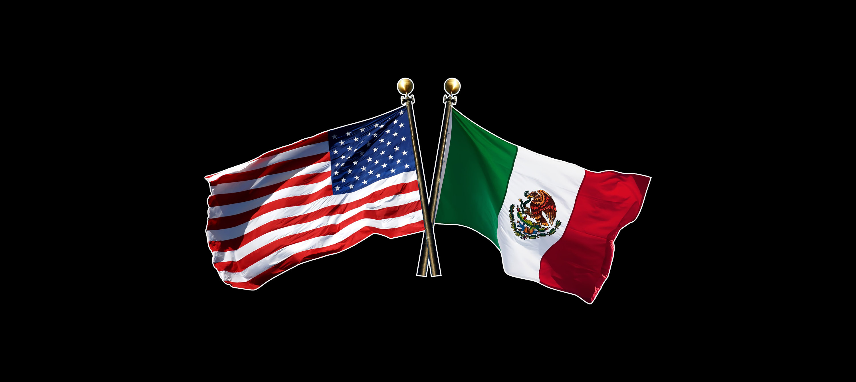 Mexican American Flags Crossed