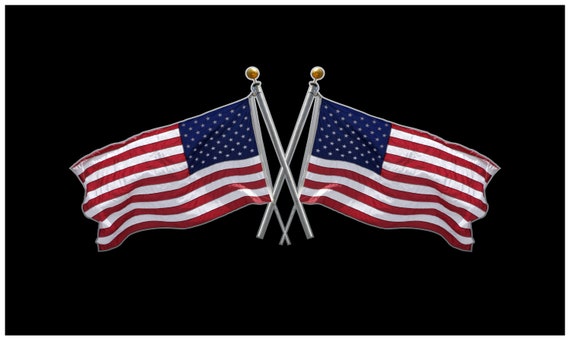 US Crossed Flags American Flags Crossed 2 United States - Etsy