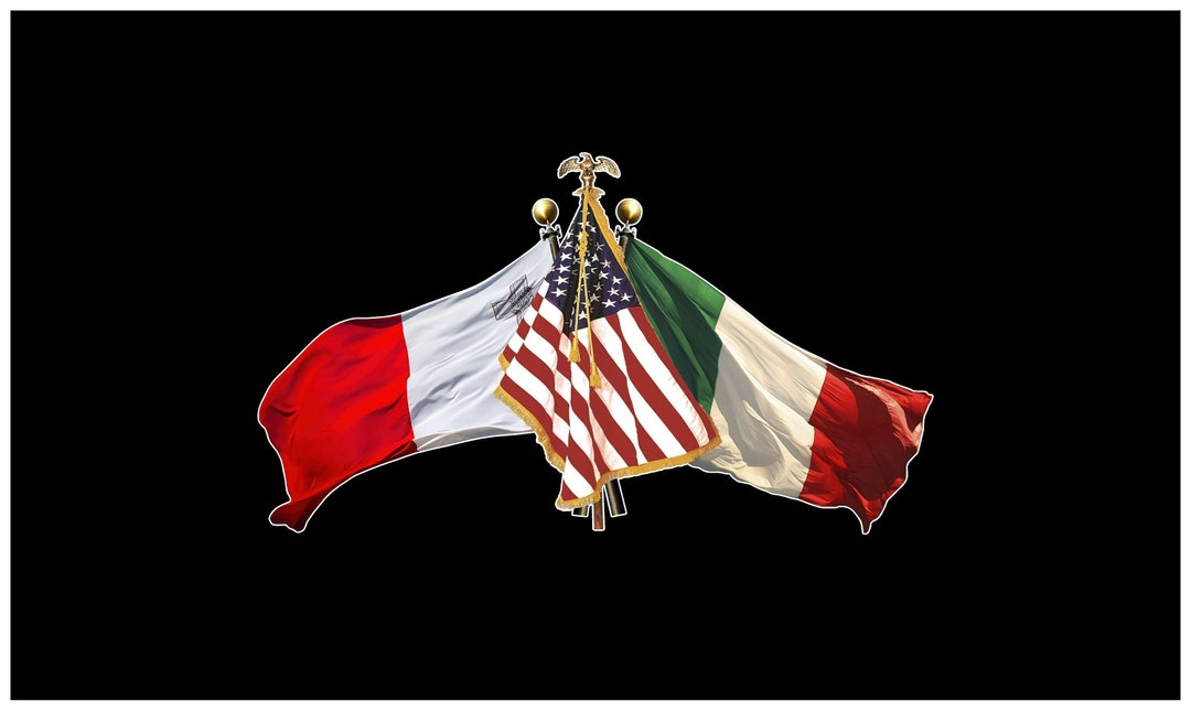 Malta US and Italy 3 Crossed Flags - Maltese, United States and Italian ...
