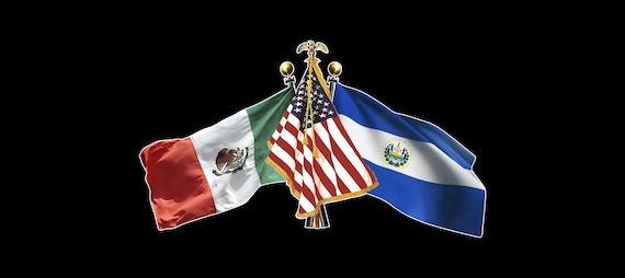 Mexican And American Flag Crossed