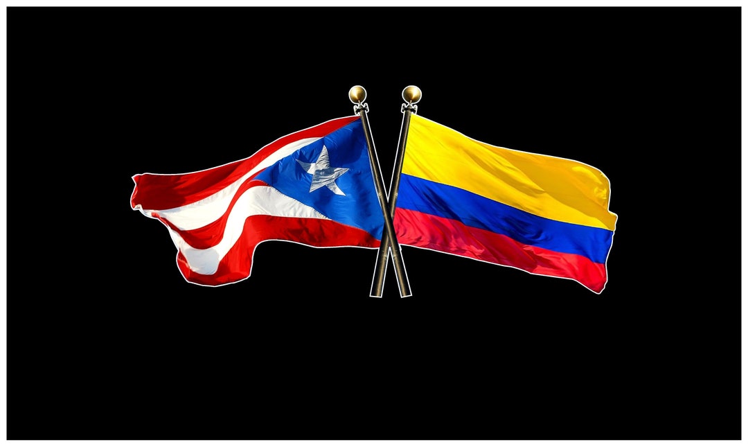 Puerto Rico and Colombian Crossed Flag Sticker Decal - Etsy