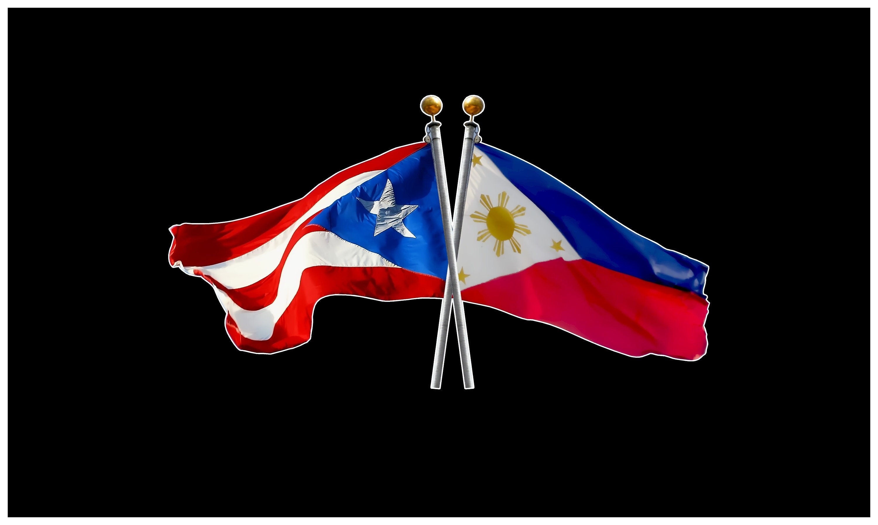 Puerto Rico and Philippine Crossed Flag Sticker Decal | Etsy