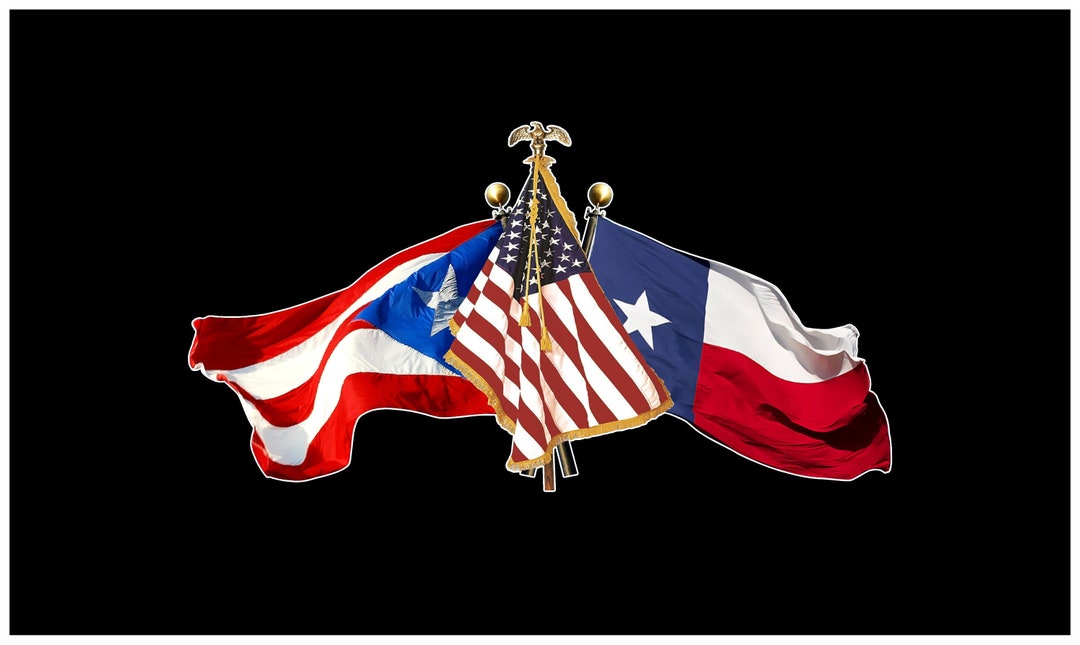 Puerto Rico, US and Texas 3 Flags - Decal Sticker - Puerto Rican ...