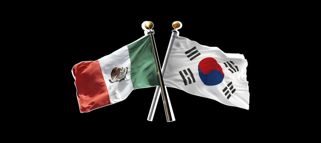 Mexico and South Korea - Mexican and Korean Crossed Flags Sticker Decal ...