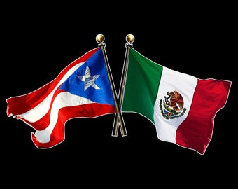 Puerto Rico and Mexican Crossed Flags Puerto Rico and Mexico - Etsy