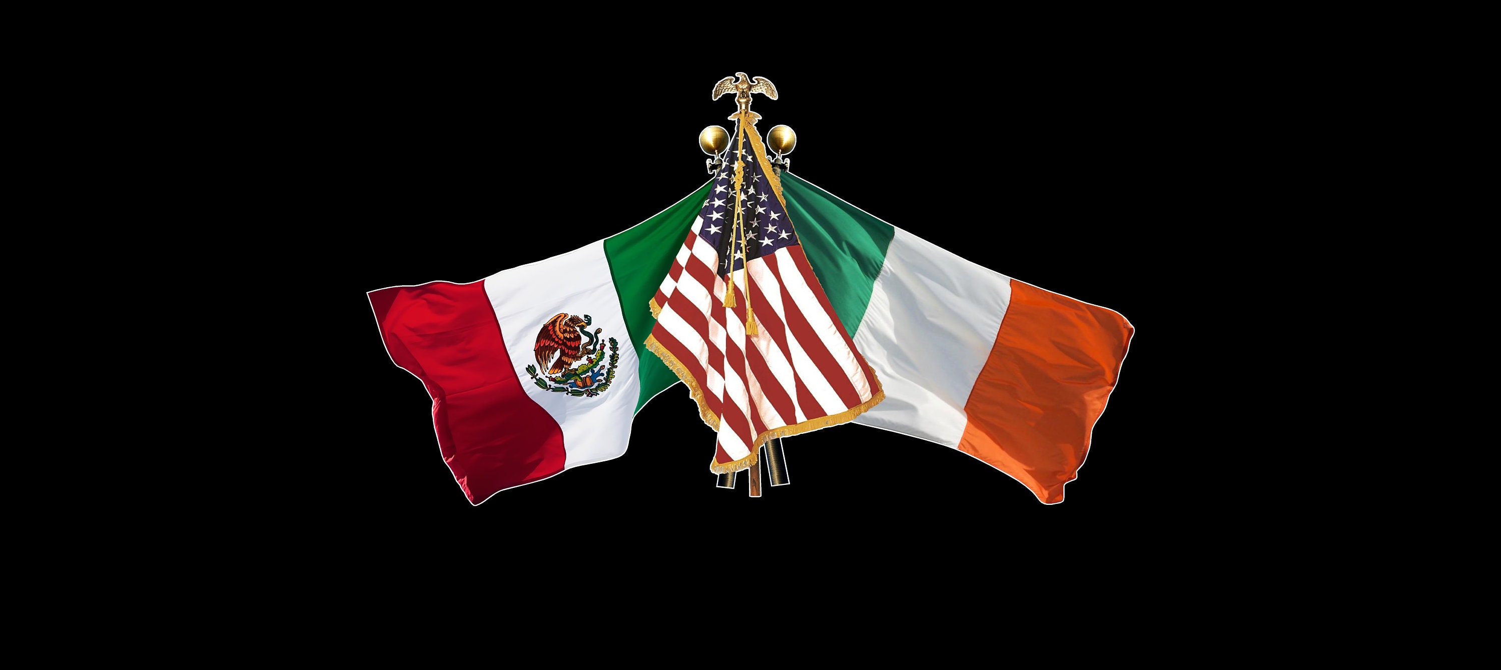 Mexican American Flags Crossed