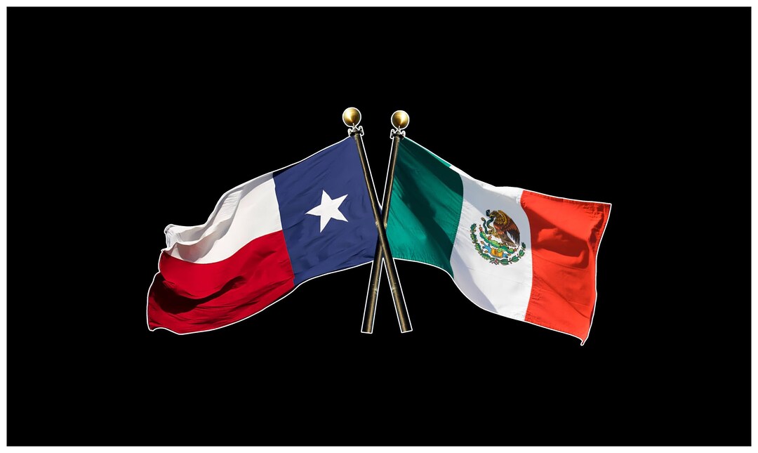Texas and Mexican Crossed Flags - Texas and Mexico Crossed Flag Sticker ...