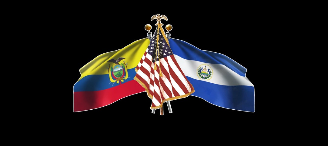 Ecuador, US and El Salvador 3 Crossed Flags Decal Sticker - Ecuadorian ...