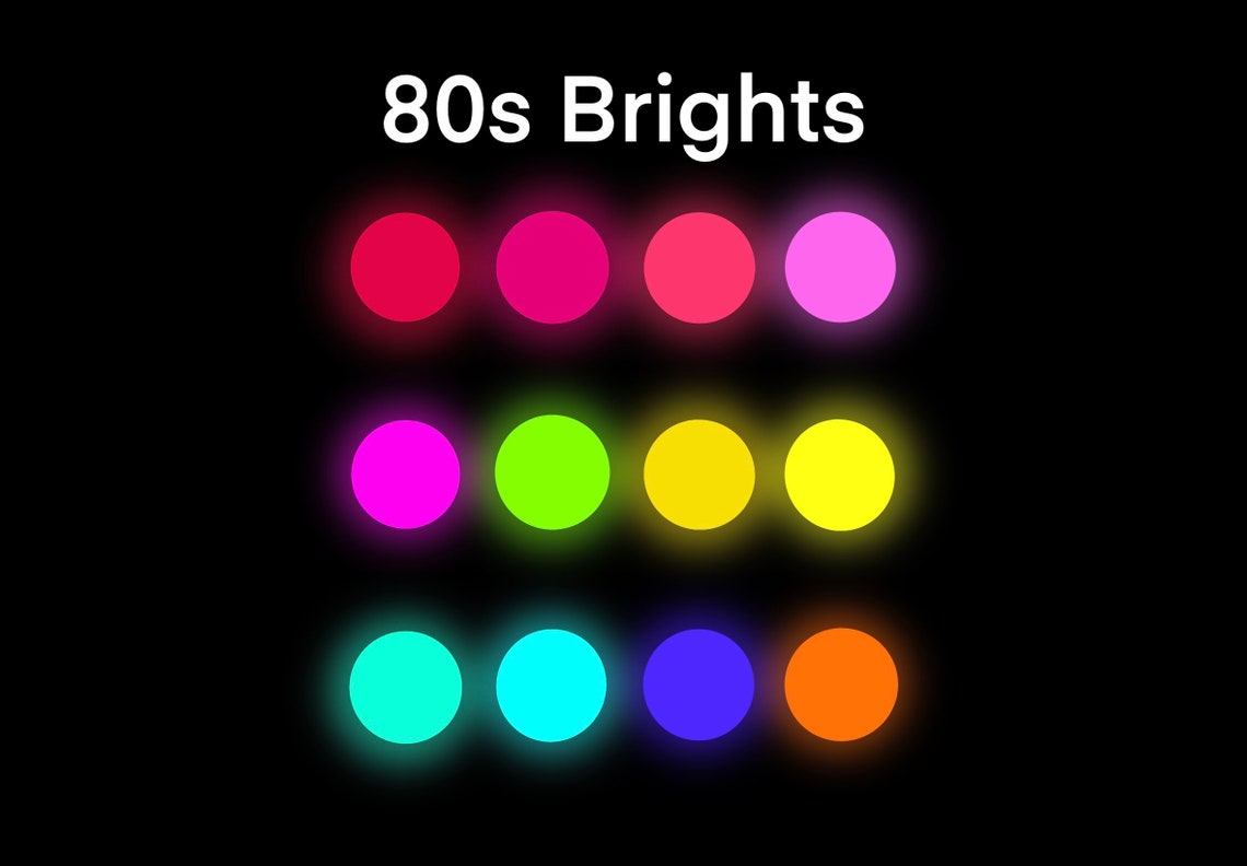 Neon Procreate Color Palette Bundle & Glow Brush DIGITAL - Etsy