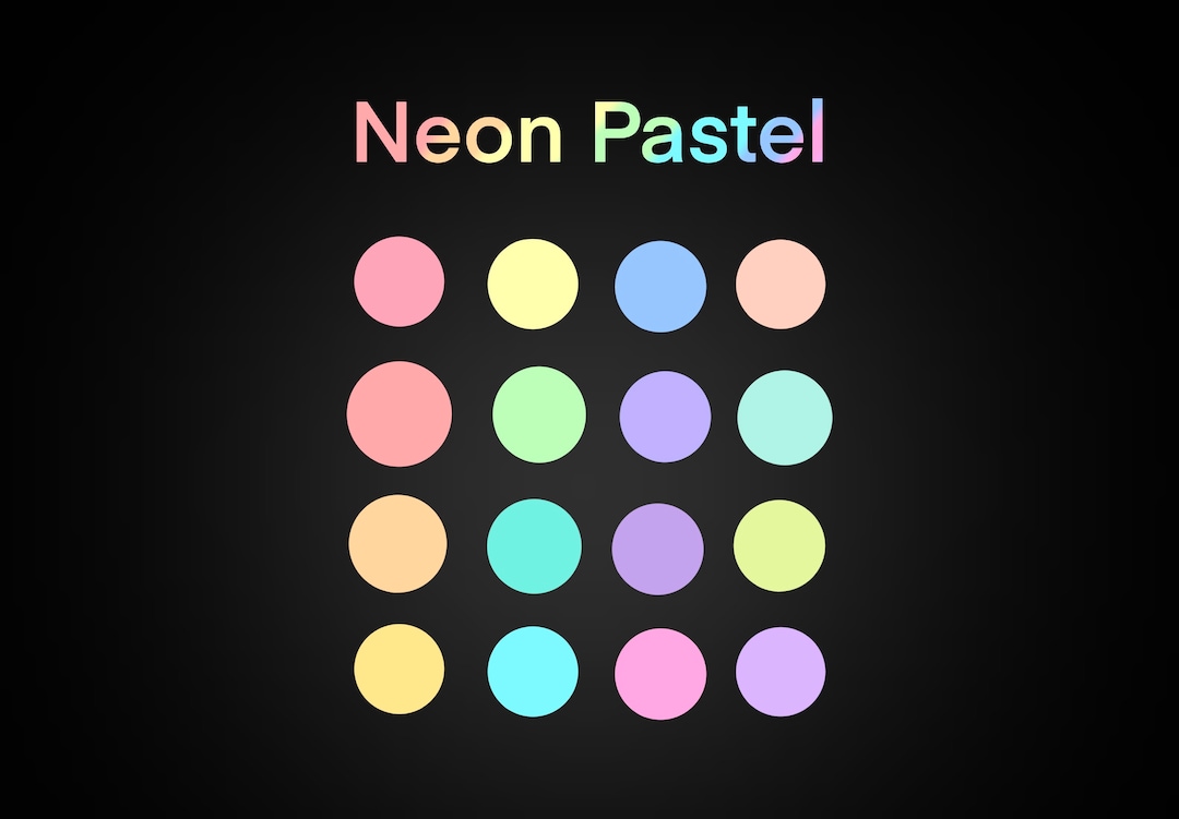 Neon Pastel Palette for Procreate | NEON BRUSHES INCLUDED | Digital ...