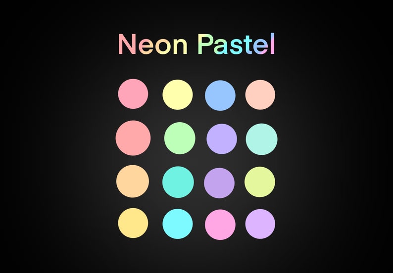 Neon Pastel Palette for Procreate | NEON BRUSHES INCLUDED | Digital ...