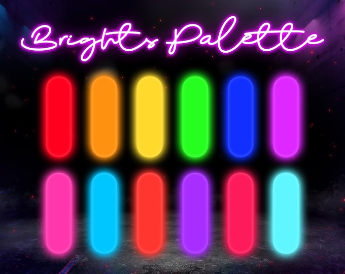 Neon Procreate Color Palette Bundle & Glow Brush | *DIGITAL DOWNLOAD ...