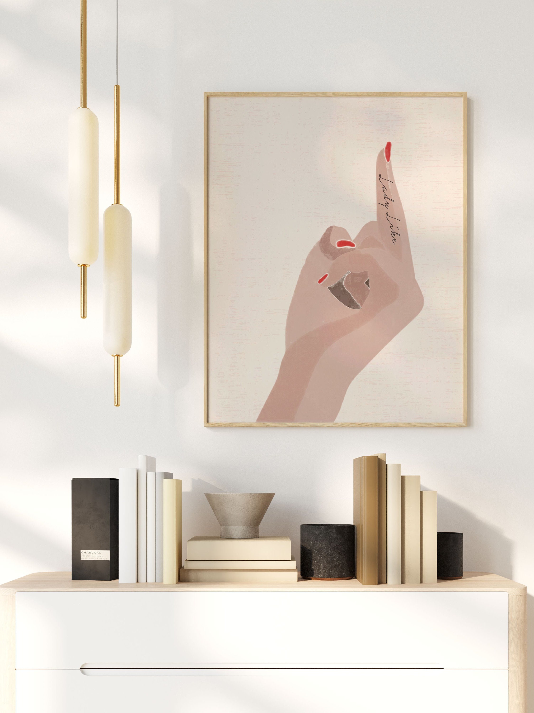 ART PRINT Middle Finger Lady Like / Feminist Drawing / Wall Art ...