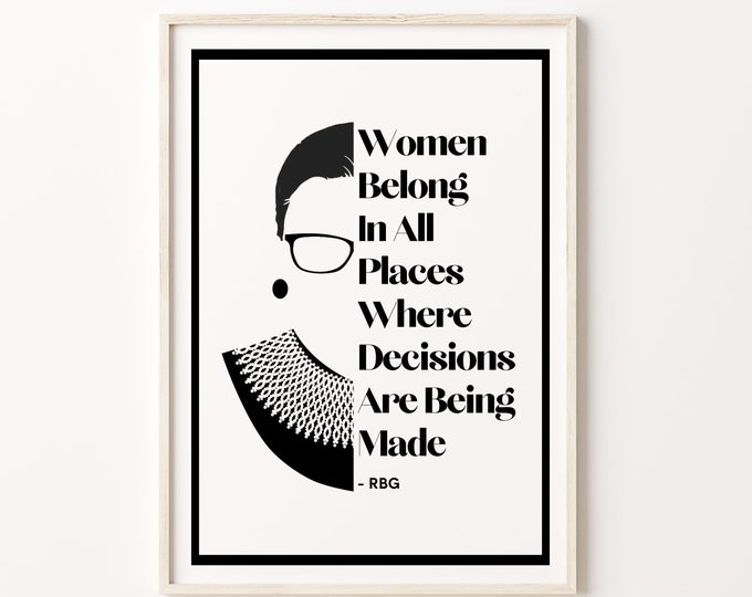 RBG Print of Original Pressed Flower Art, RBG Wall Art, Ruth Bader ...