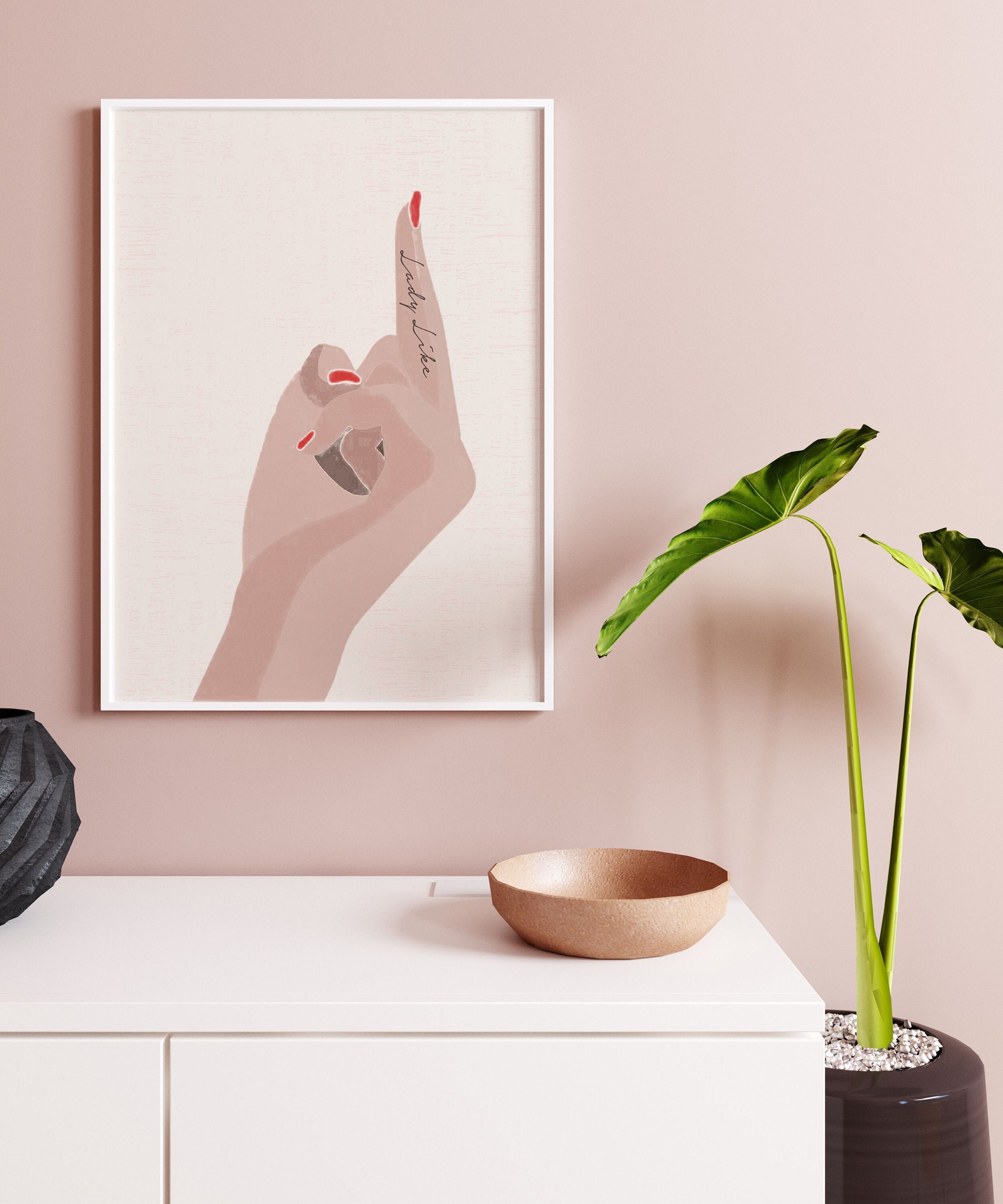 ART PRINT Middle Finger Lady Like / Feminist Drawing / Wall Art ...