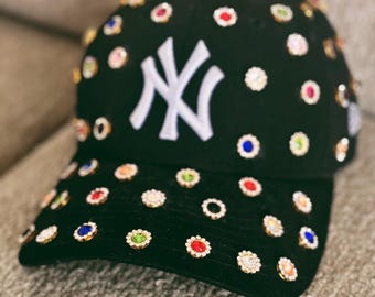 Bedazzled Rhinestone NY Fitted Cap - Etsy