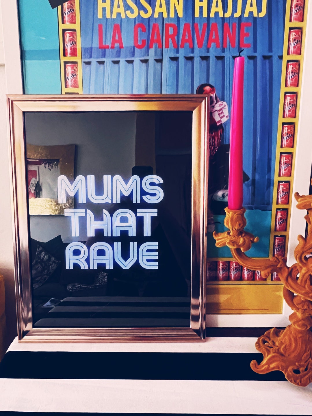 Mums That Rave A3 Print Black and Neon Blue - Etsy