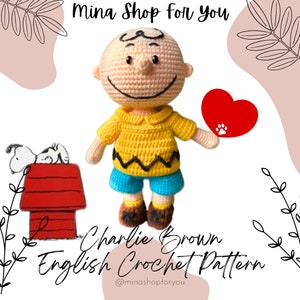 9 Inches Charlie Brown Pattern, Crochet Pattern, Amigurumi Snoopy ...