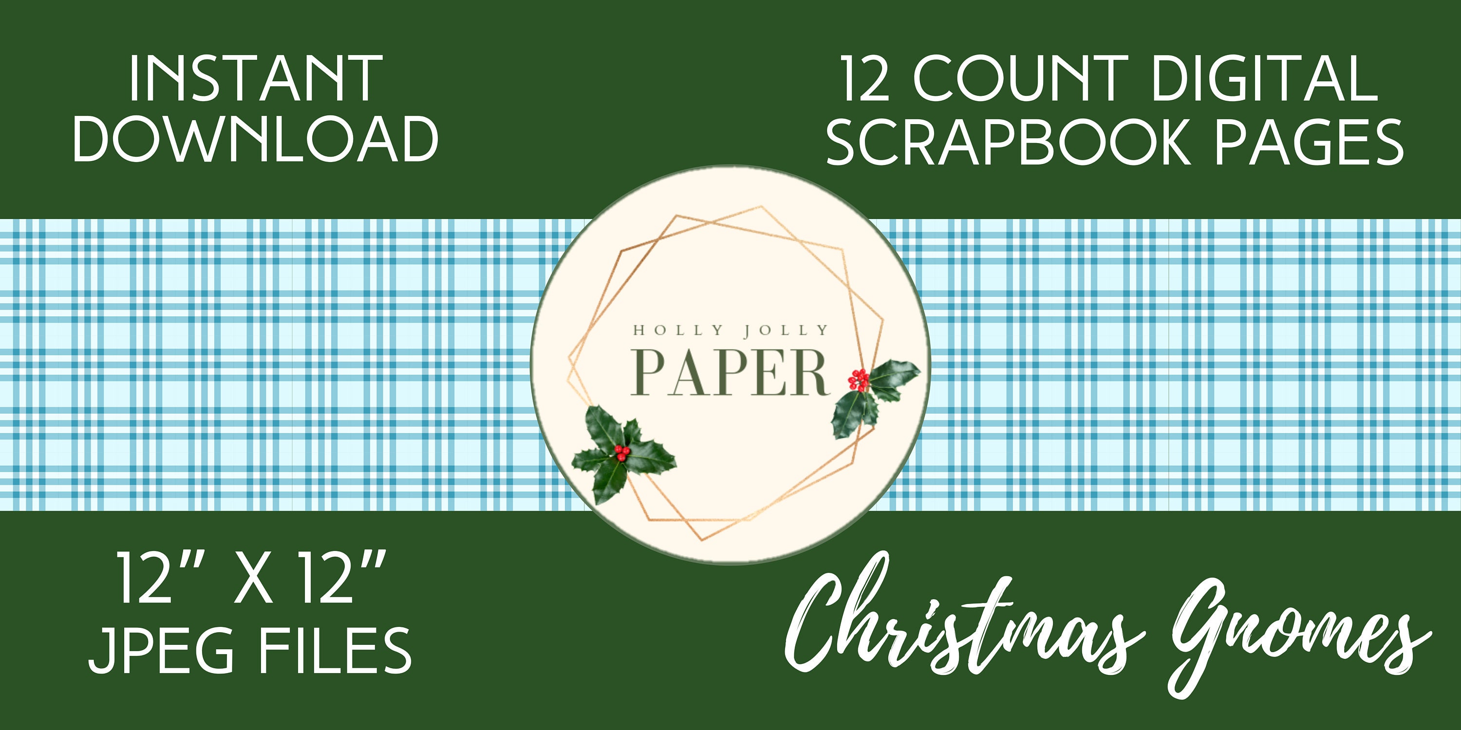 Christmas Gnomes Digital Scrapbook Paper Set Bundle of 12 Stylized ...