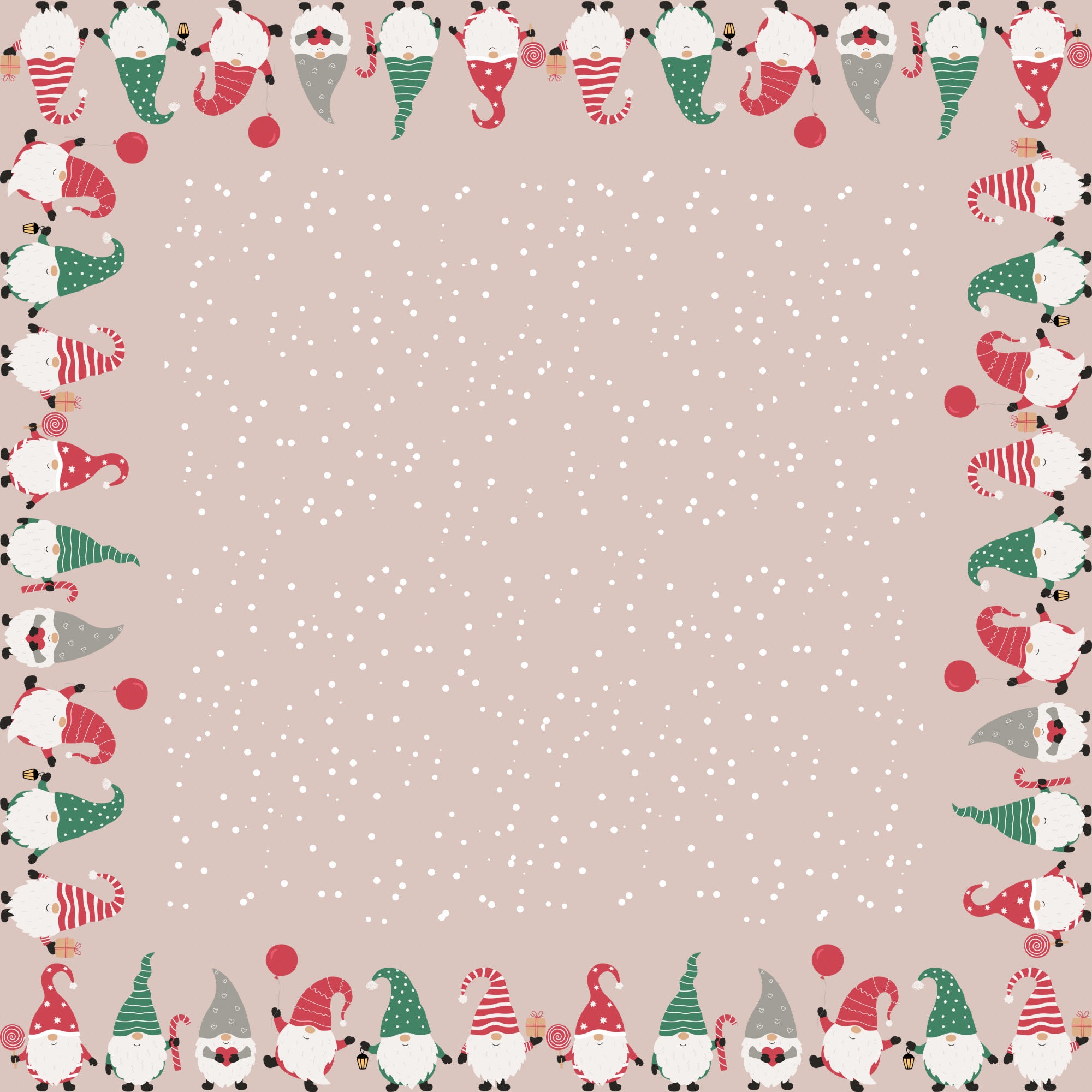 Christmas Gnomes Digital Scrapbook Paper Set Bundle of 12 Stylized ...