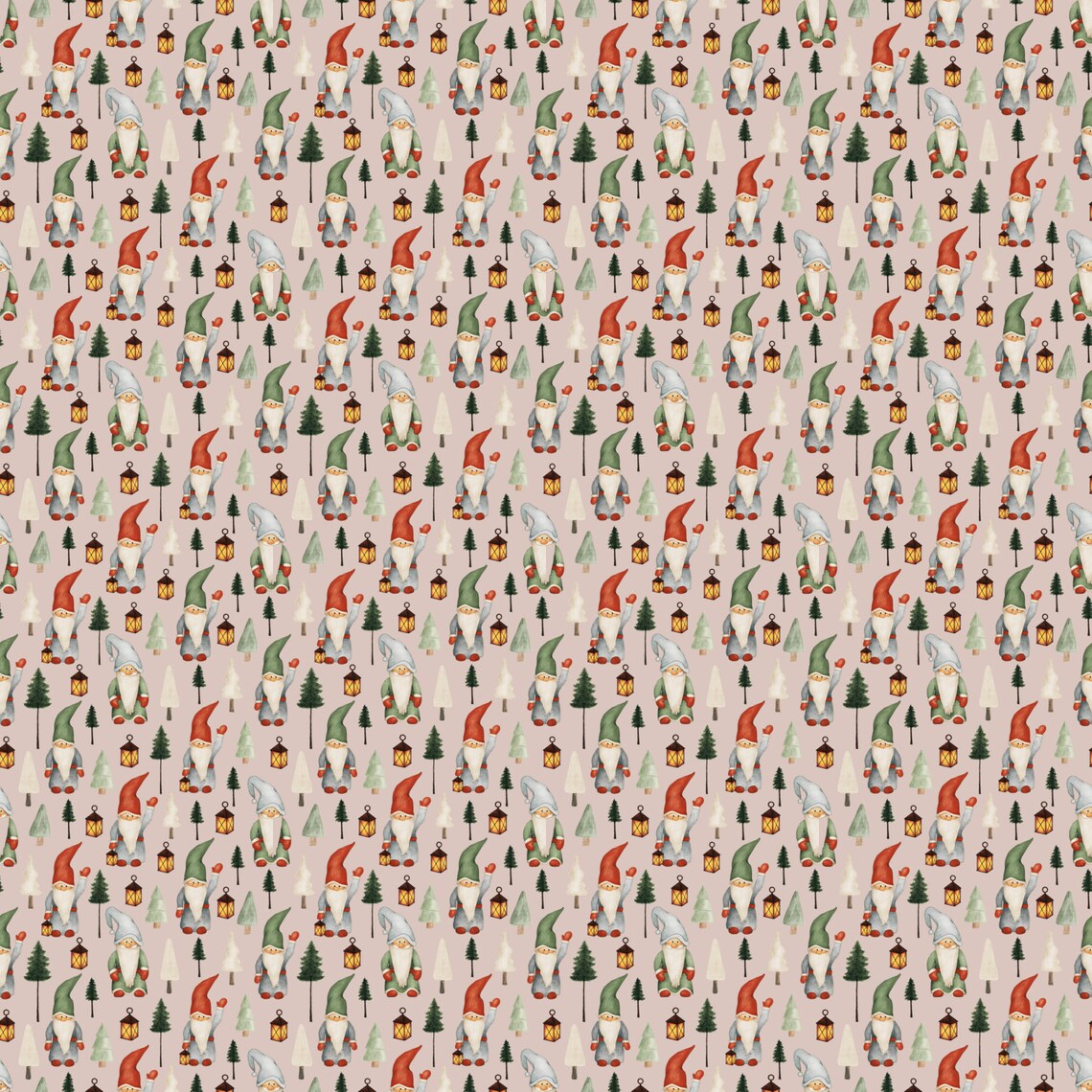 Christmas Gnomes Digital Scrapbook Paper Set Bundle of 12 Stylized ...