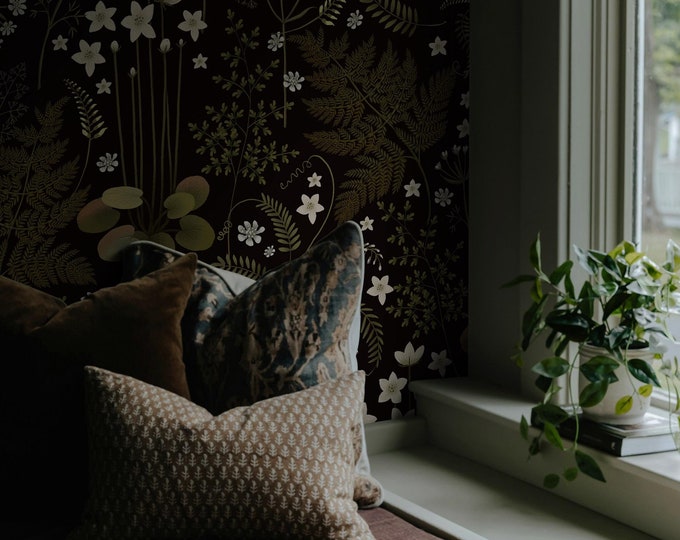 Botanical Gothic-inspired Wallpaper for Moody Interiors, Dark Removable ...