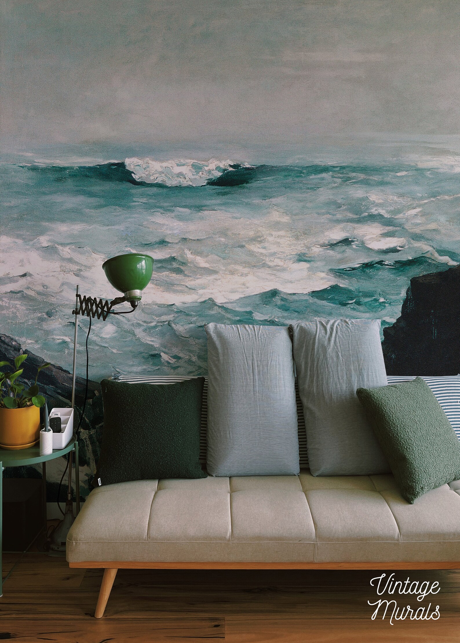 Stormy Ocean Removable Wallpaper, Raging Sea Vintage Painting Wall ...