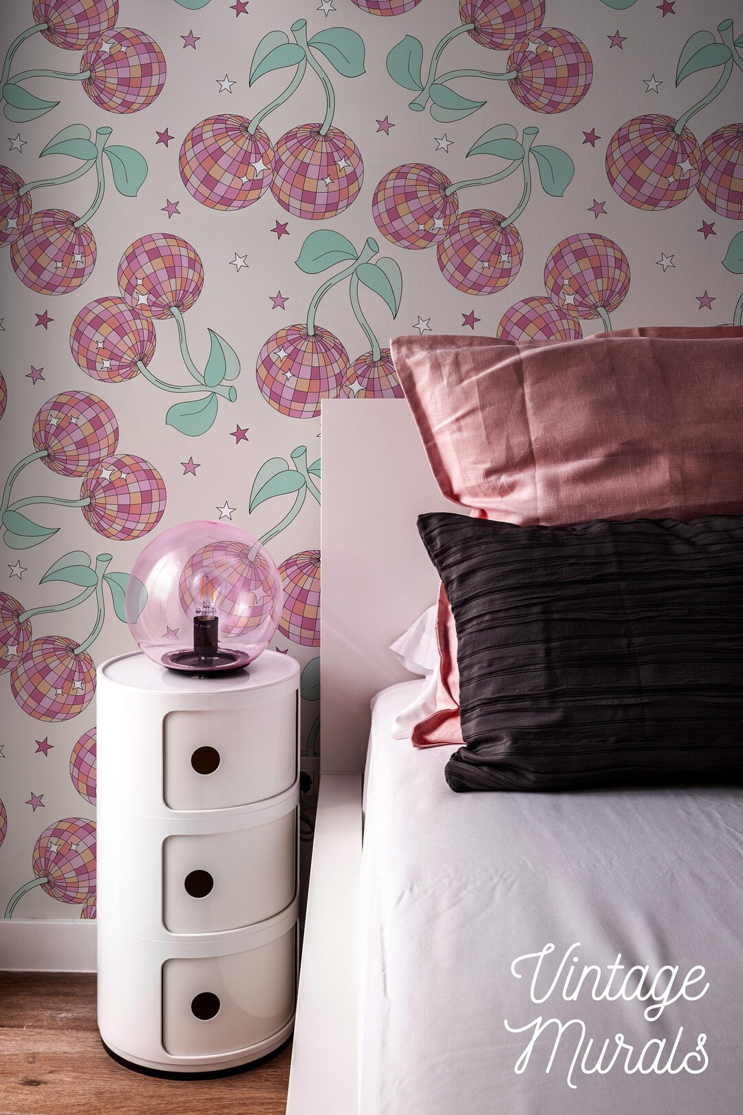 Cherry Disco Wallpaper, Sweet Cherry Retro Vibe Wallpaper, Fruity Disco ...