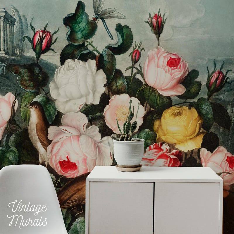 Dutch Floral Wallpaper - Etsy