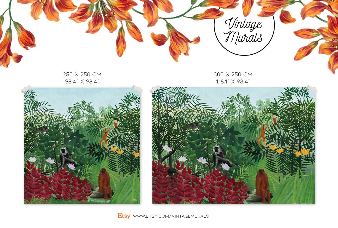 Henri Rousseau Jungle Reproduction Wall Mural Tropical - Etsy
