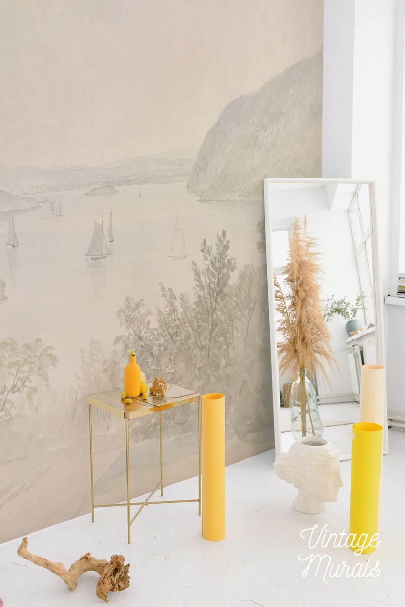 Subtle Mural Wallpaper Landscape Peel and Stick Renters Home - Etsy
