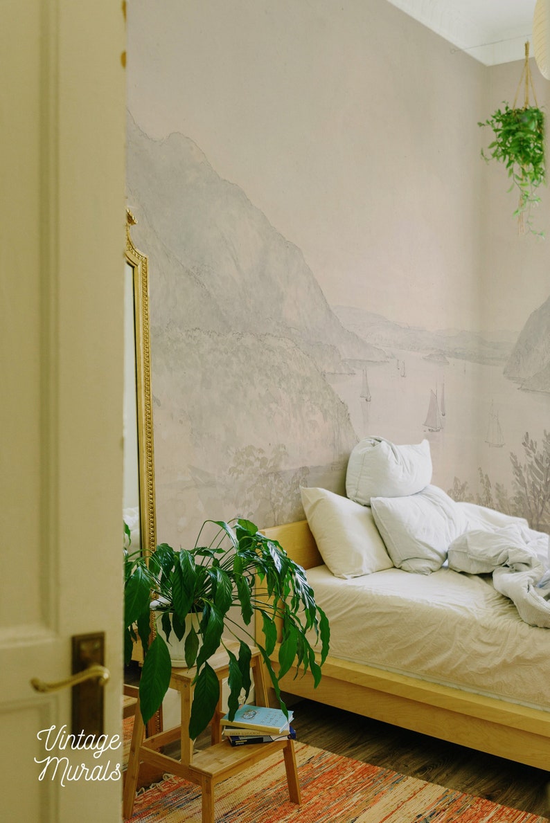 Subtle Mural Wallpaper Landscape Peel and Stick Renters Home - Etsy